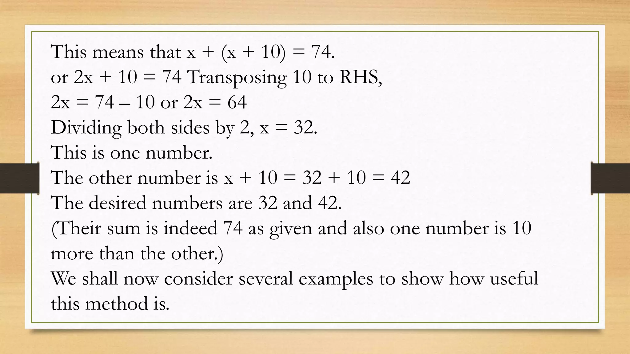 Linear Equation In One Variable | PPTX