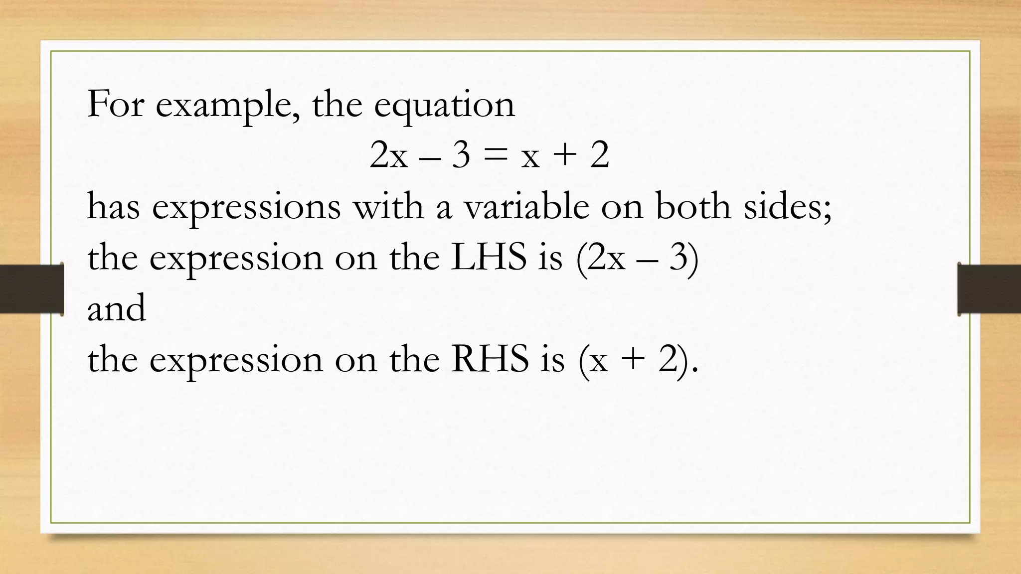Linear Equation In One Variable | PPTX