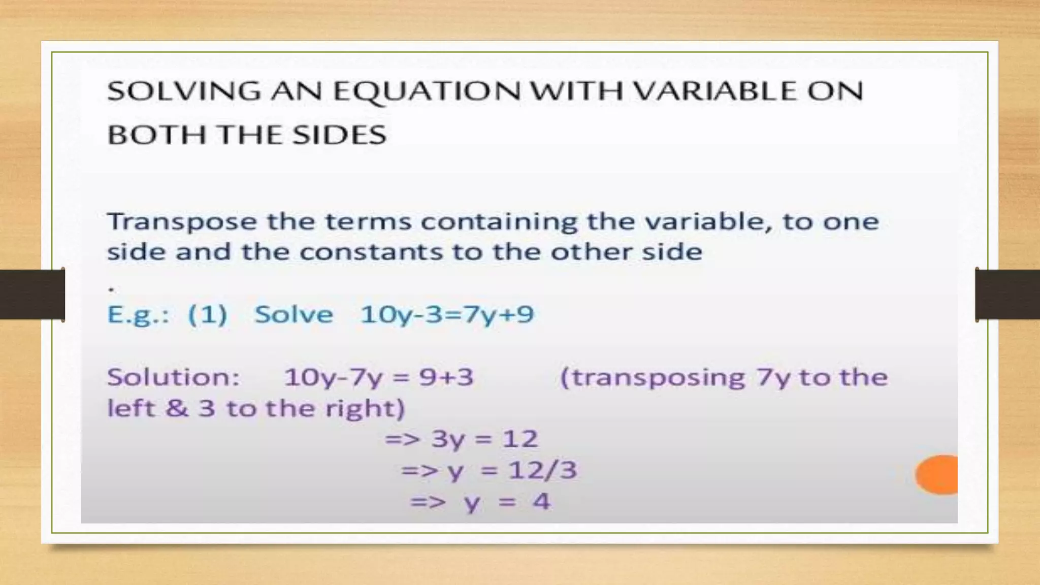 Linear Equation In One Variable | PPTX