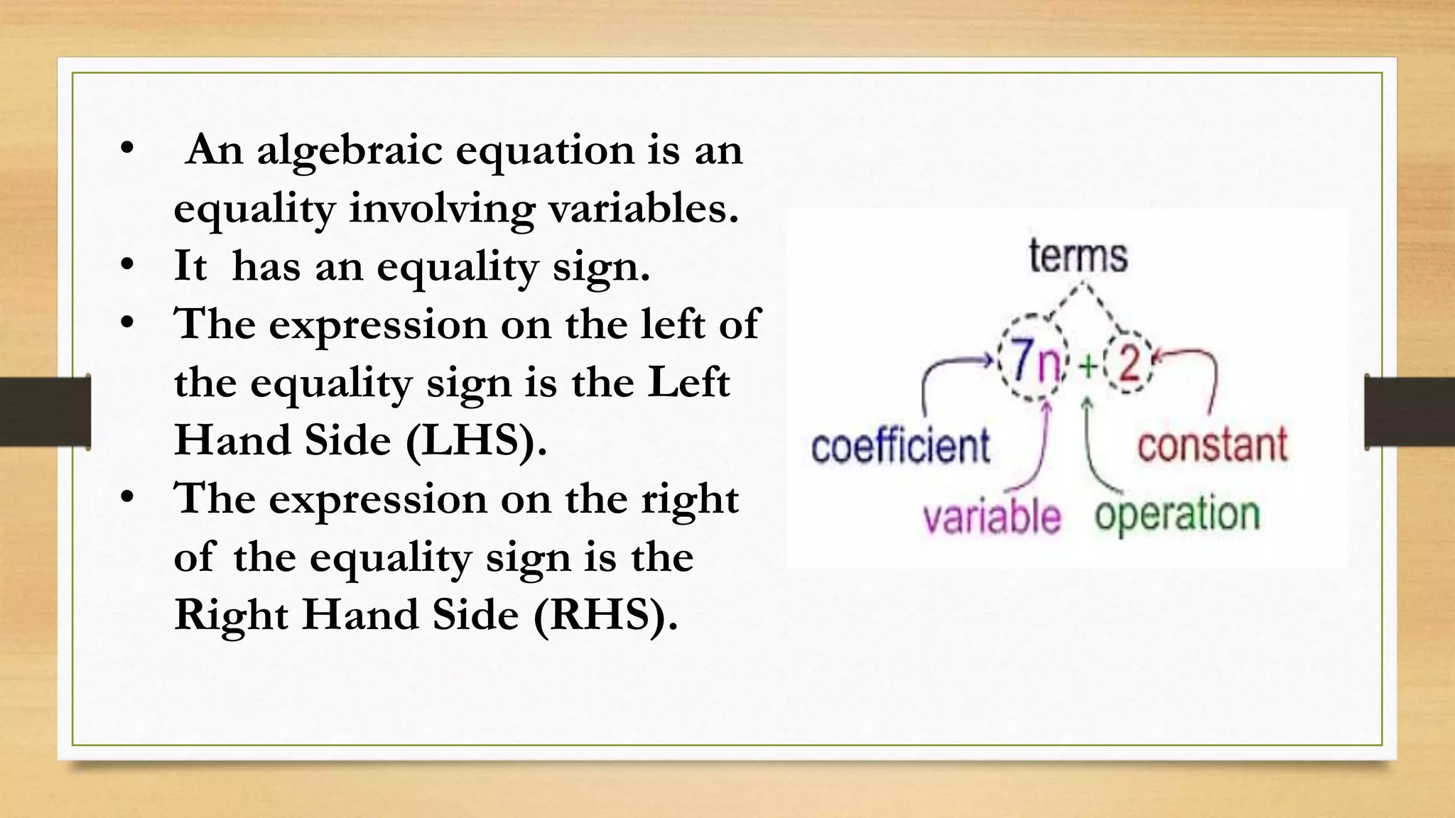 Linear Equation In One Variable | PPTX