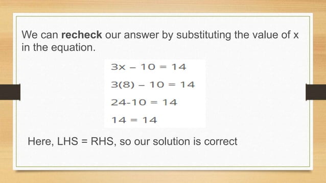 Linear Equation In One Variable | PPTX | Physics | Science
