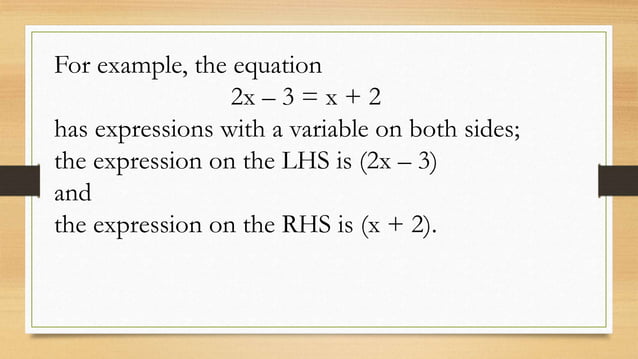 Linear Equation In One Variable | PPTX | Physics | Science