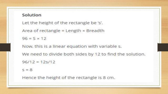 Linear Equation In One Variable | PPTX | Physics | Science