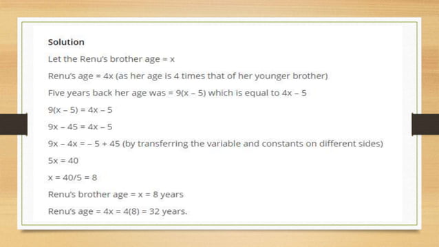 Linear Equation In One Variable | PPTX | Physics | Science