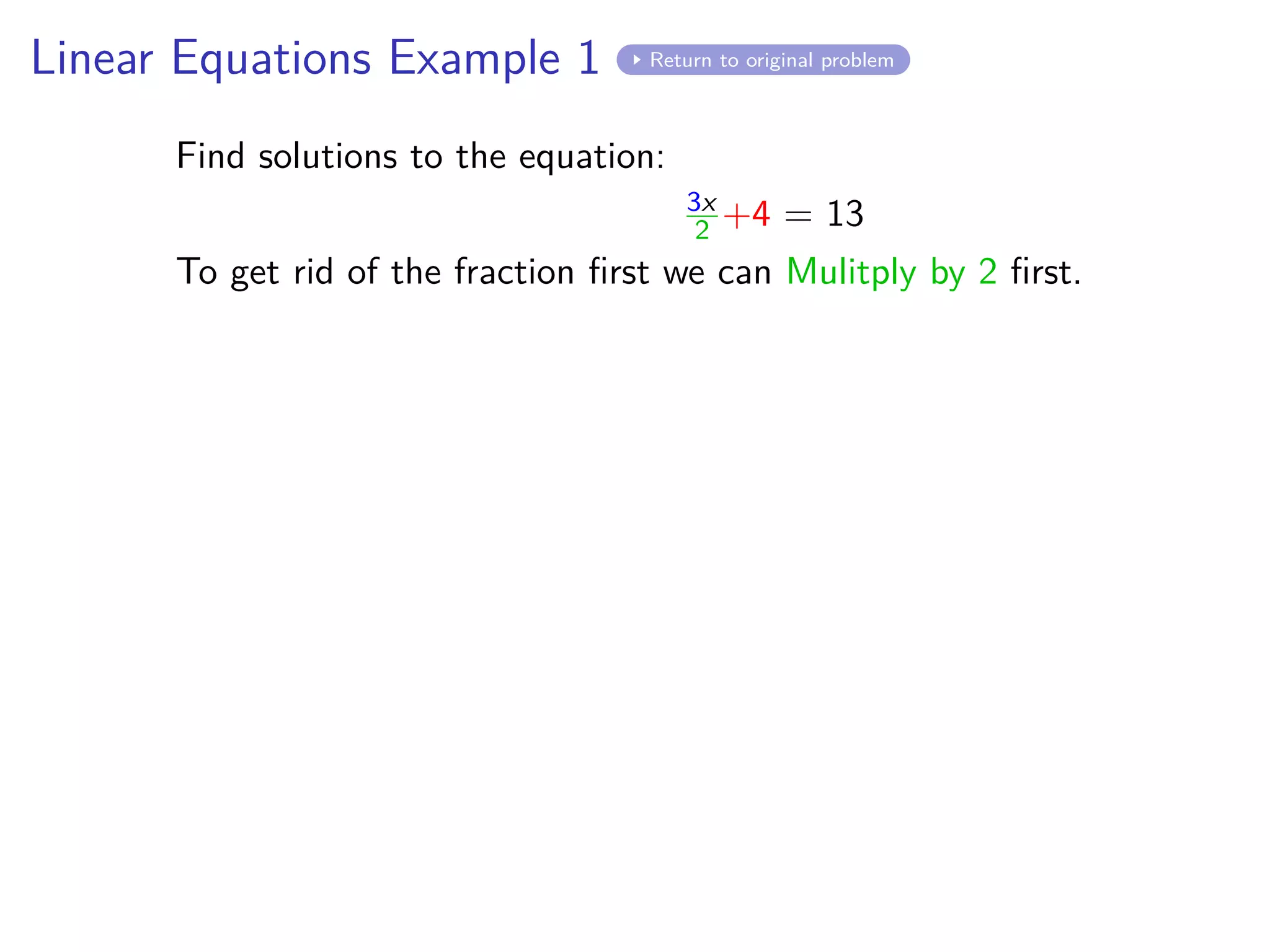 Linear equation example 1 | PPT