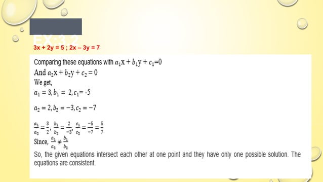 Linear equation in 2 variable class 10 | PPT