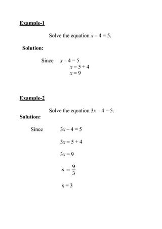 Linear equation in one variable | PDF