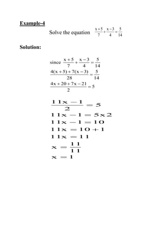 Linear Equation Example