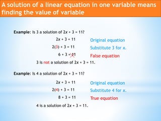 Linear equation in one variable for class VIII by G R Ahmed | PPTX