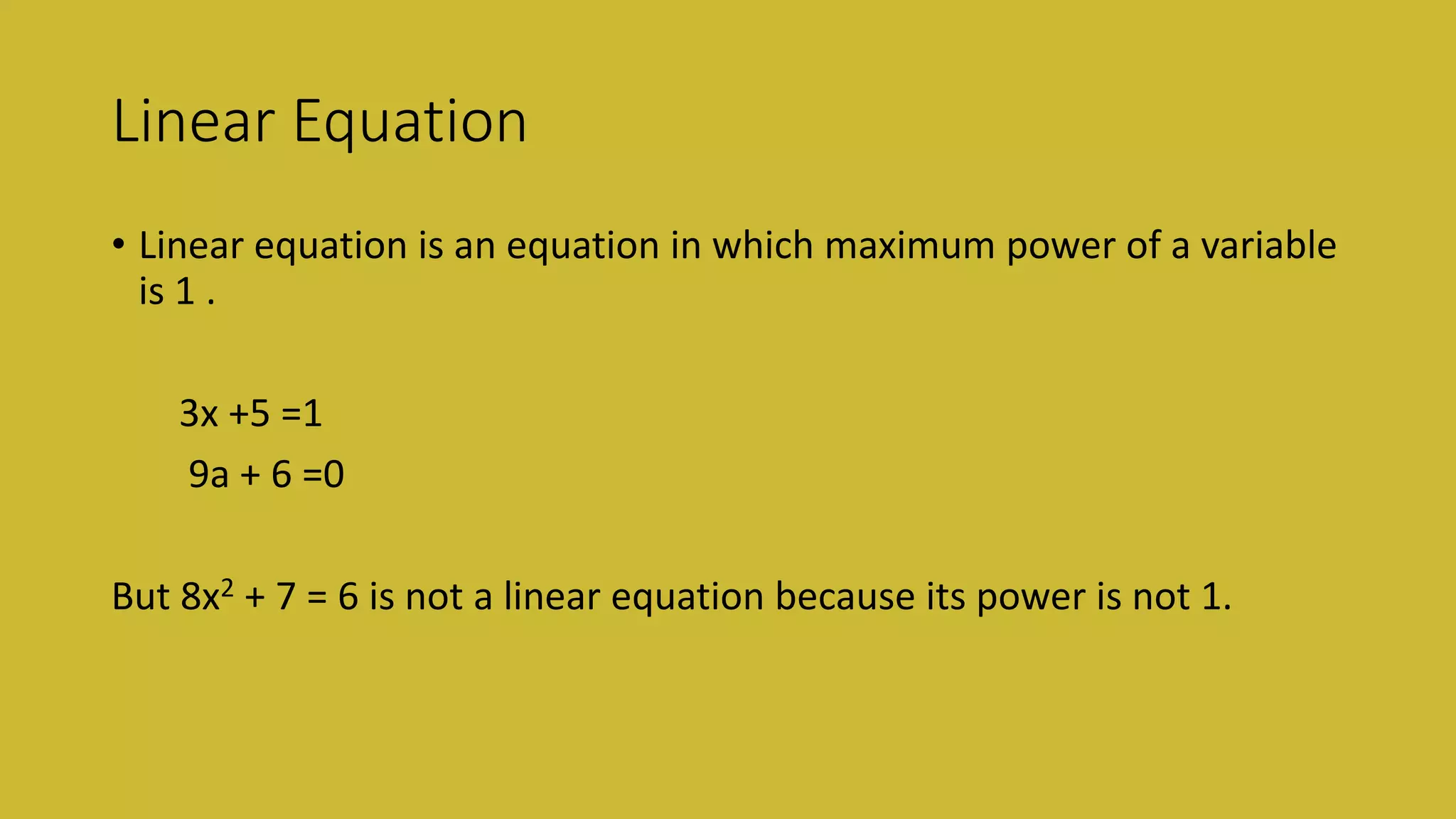 Linear Equation in One Variable | PPTX