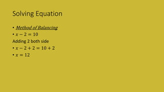 Linear Equation in One Variable | PPTX