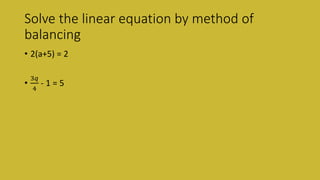 Linear Equation in One Variable | PPTX