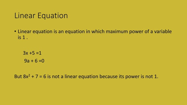 Linear Equation in One Variable | PPTX | Physics | Science