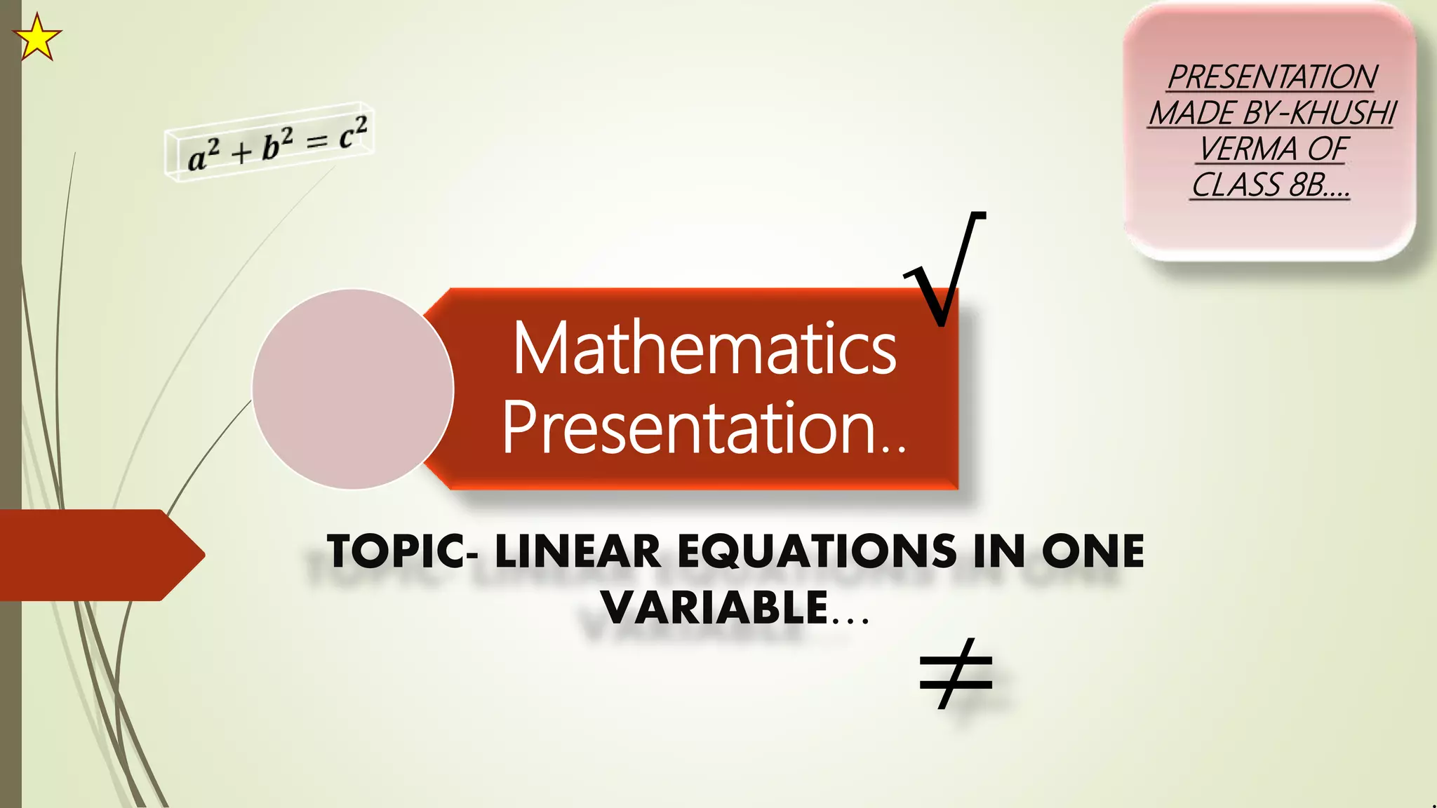 Linear equation in one variable | PPTX