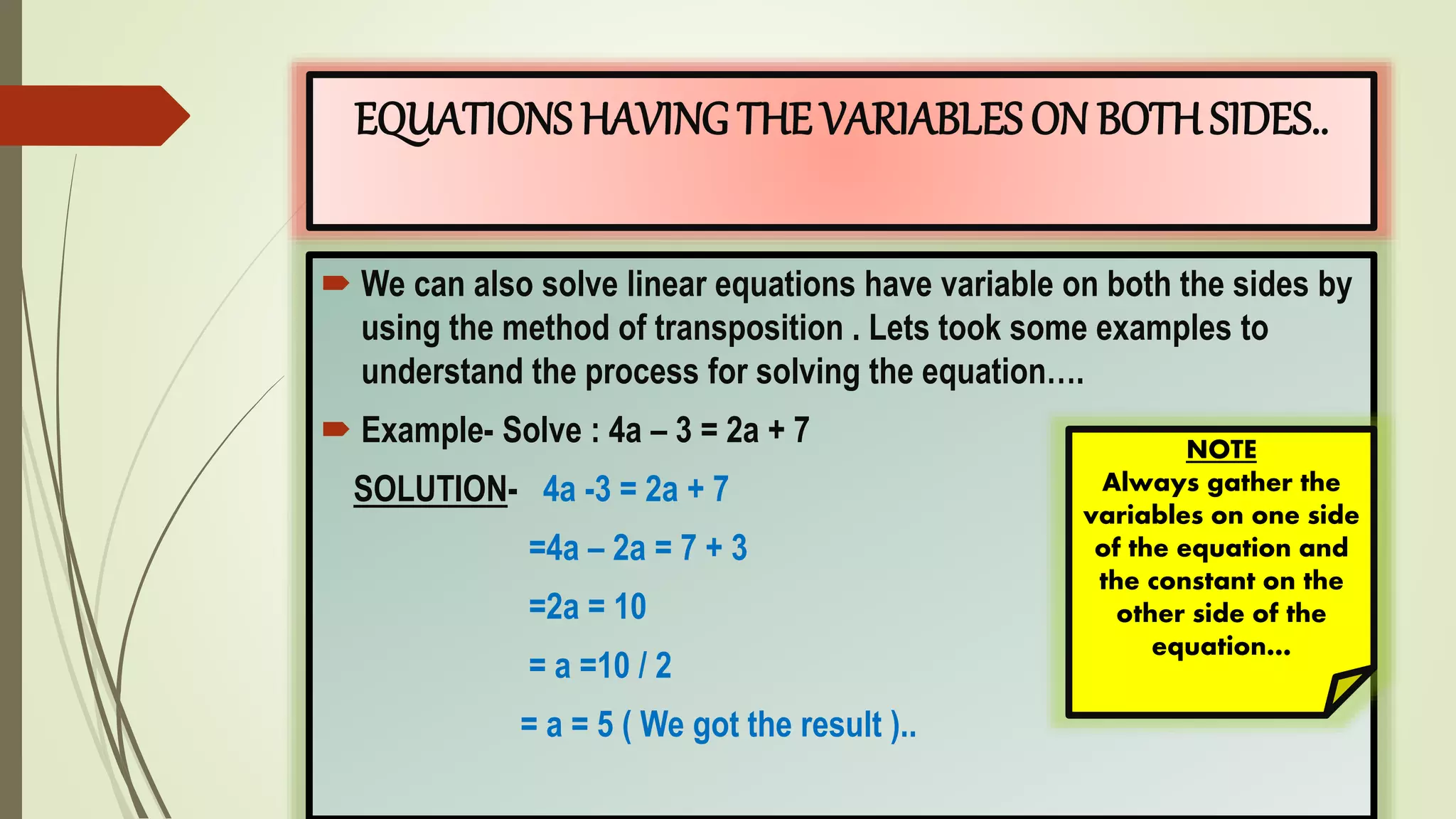 Linear equation in one variable | PPTX