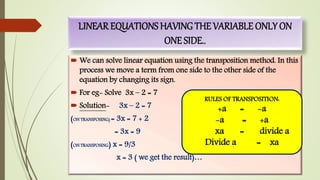 Linear equation in one variable | PPTX