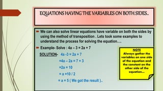 Linear equation in one variable | PPTX