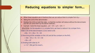 Linear equation in one variable | PPTX