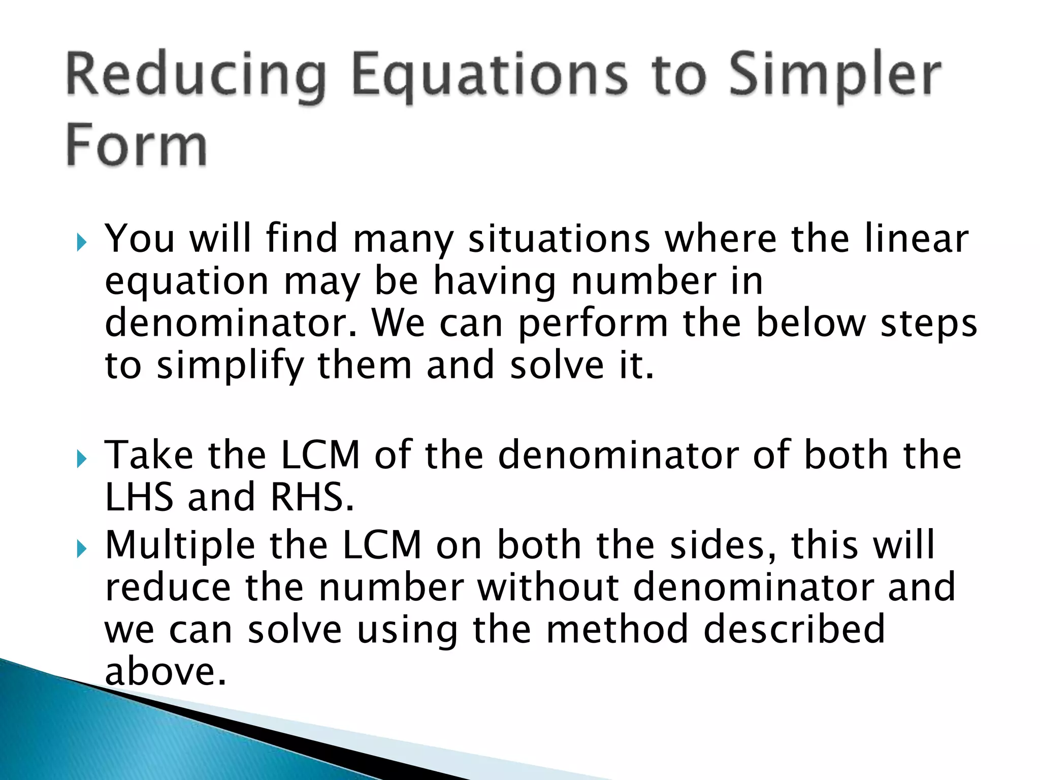 linear equation in one variable class 8.pptx | Physics | Science