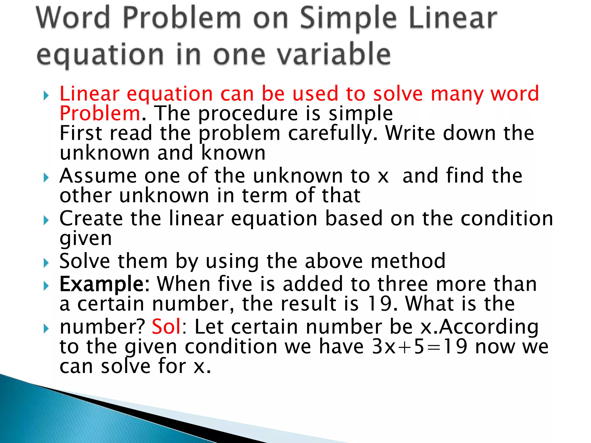 linear equation in one variable class 8.pptx | Physics | Science