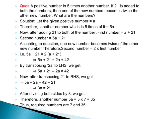 linear equation in one variable class 8.pptx | Physics | Science