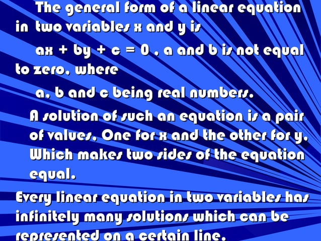 Linear equation in two variable | PPT | Physics | Science