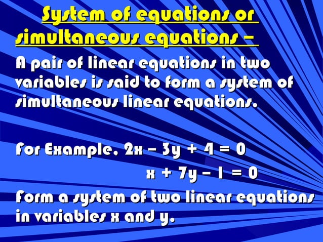 Linear equation in two variable