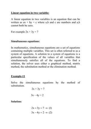 Linear equation in two variable | PDF