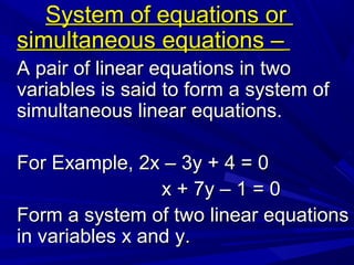 Linear equation in two variables | PPT