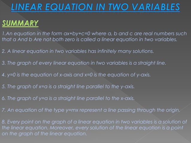 LINEAR EQUATION IN TWO VARIABLES | PPTX