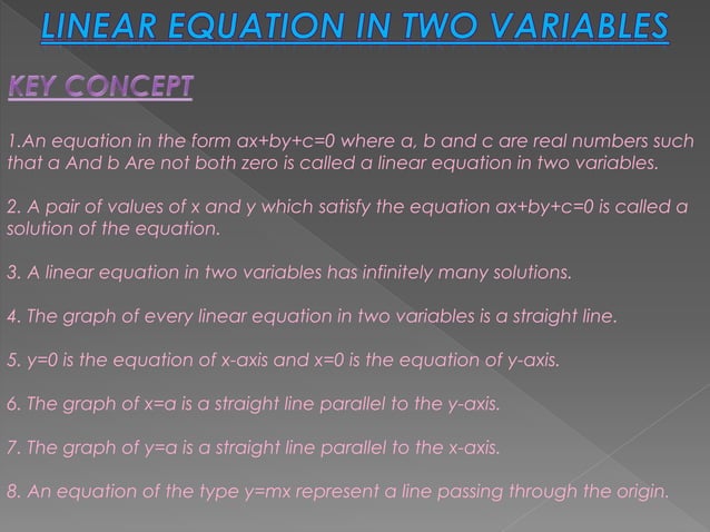 LINEAR EQUATION IN TWO VARIABLES | PPTX