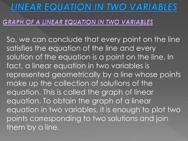 LINEAR EQUATION IN TWO VARIABLES | PPTX