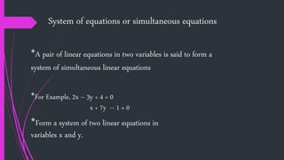 Linear equation in two variables | PPTX | Physics | Science