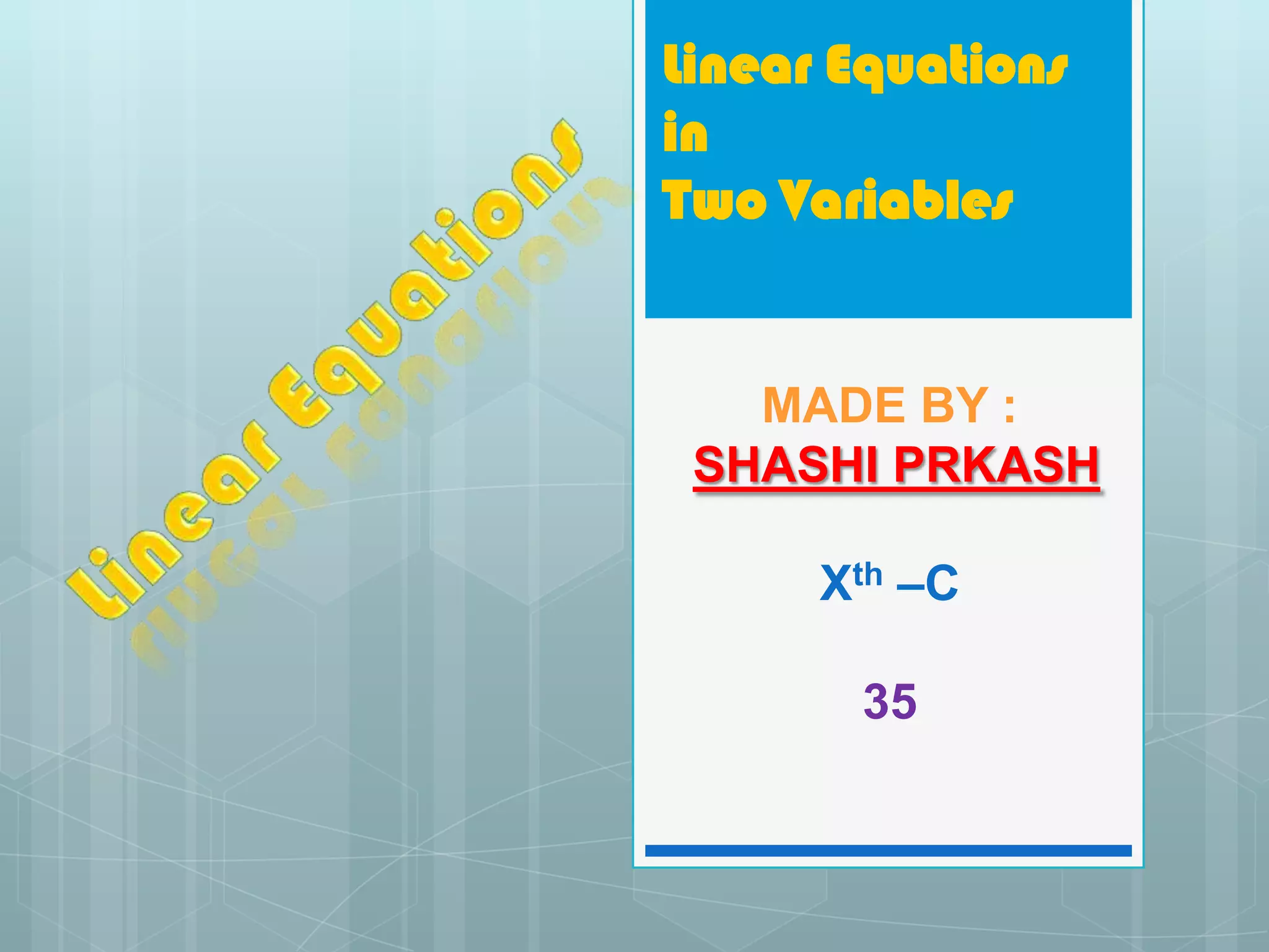 Linear equations | PPT