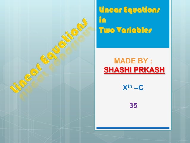 Linear equations | PPT