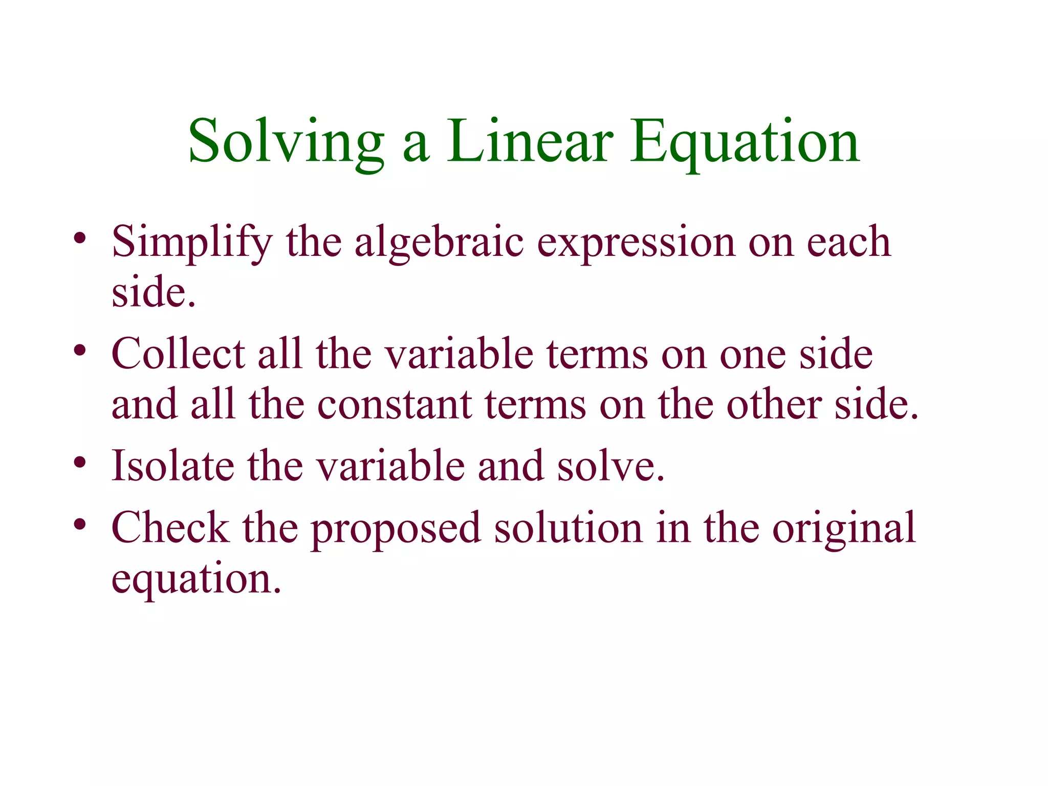 Linear equations | PPT