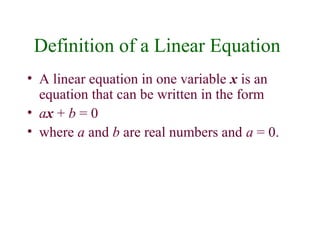 Linear equations | PPT