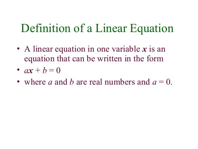 Linear equations