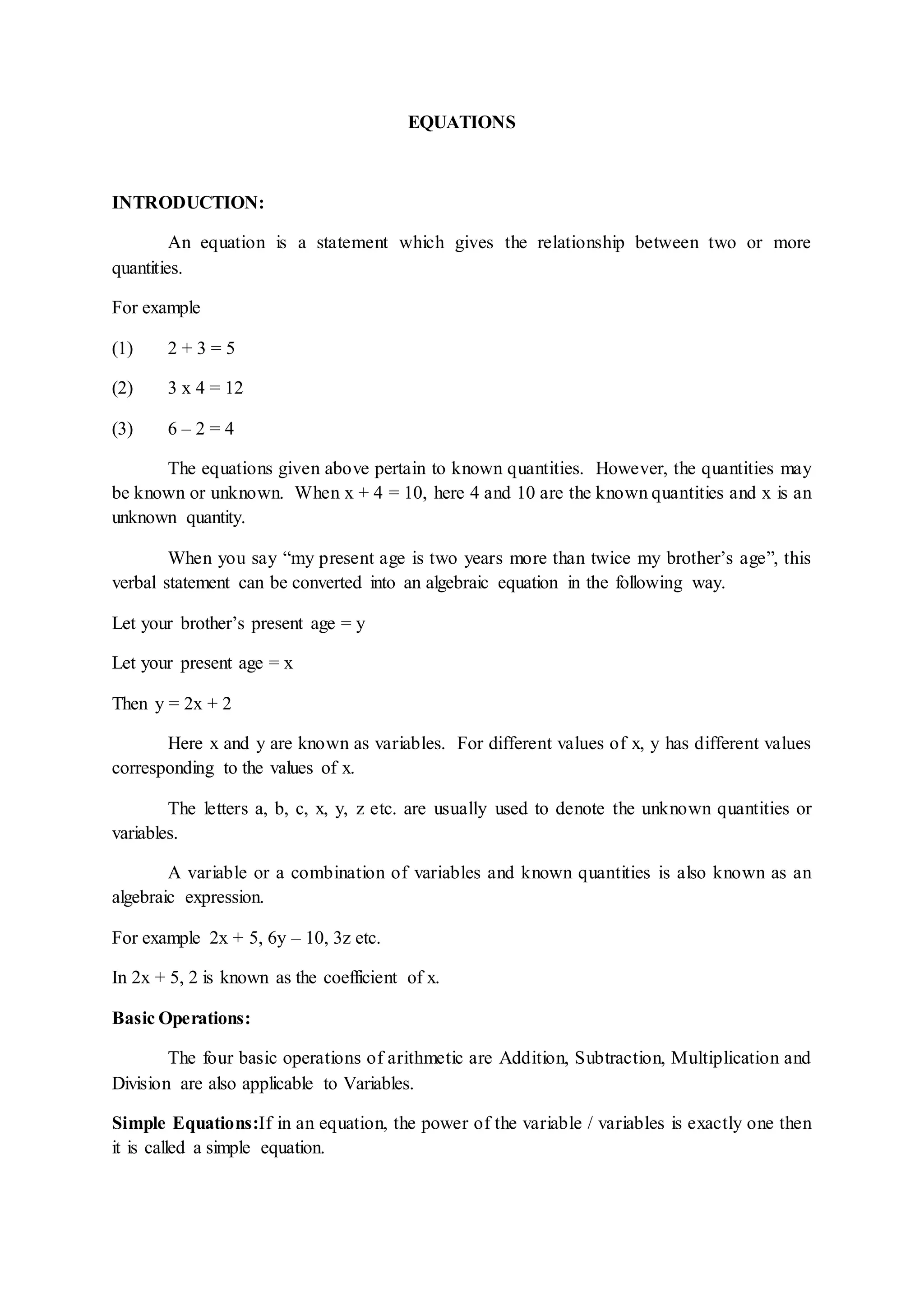 Linear equations | DOCX