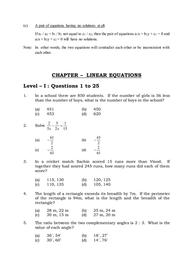 Linear equations | PDF