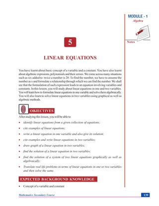 Linear equations /Algebra | PDF