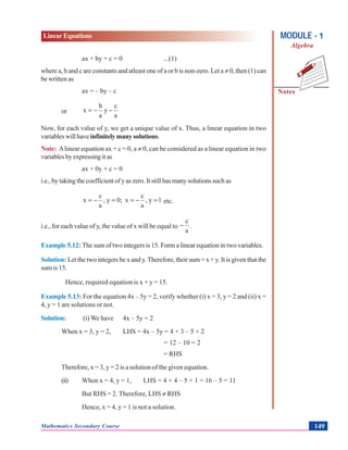 Linear equations /Algebra | PDF