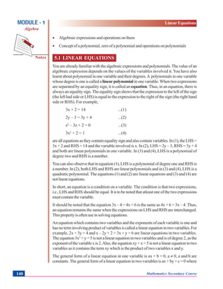 Linear equations /Algebra | PDF