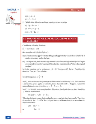 Linear equations /Algebra | PDF