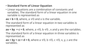 Linear Equations-Definition, Examples, Types.pptx