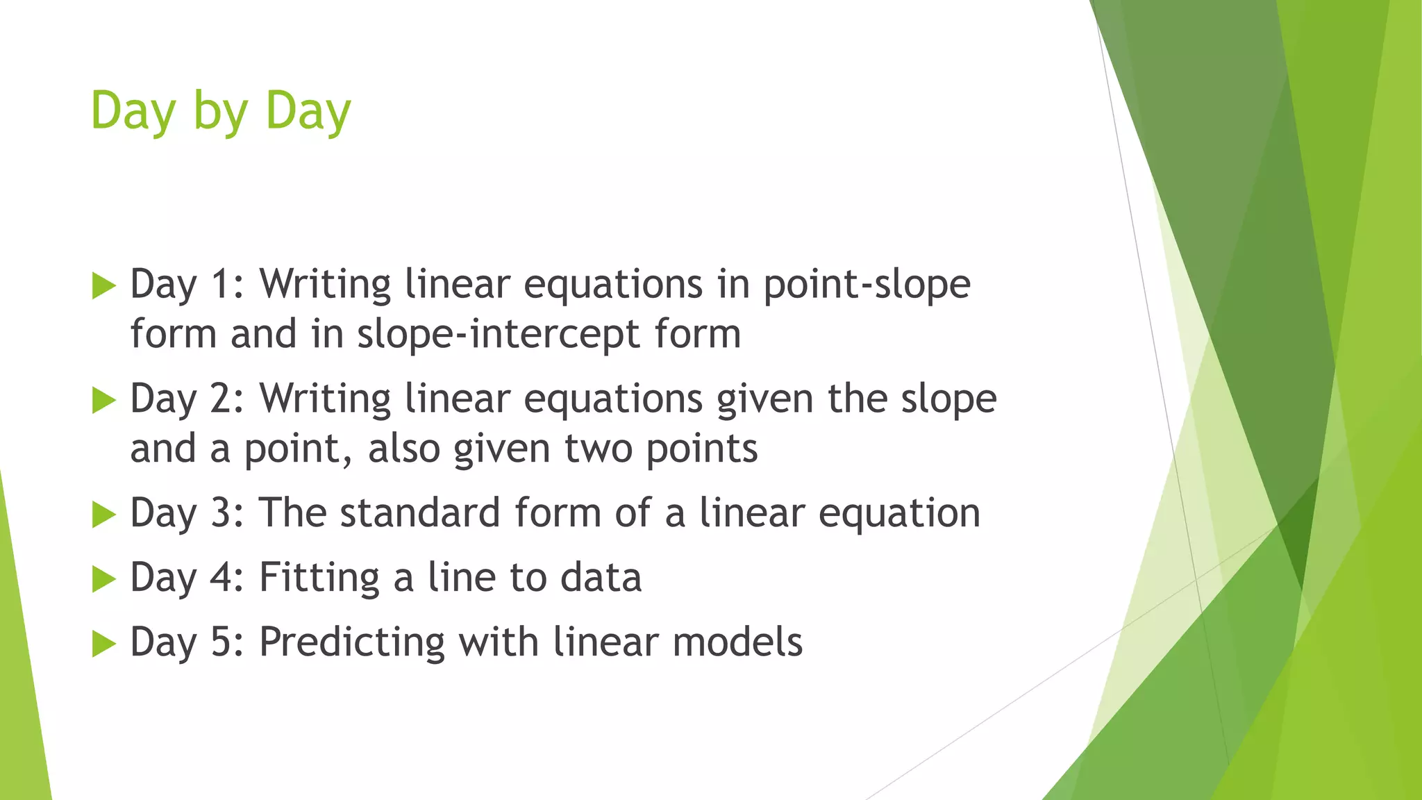 Linear equations lesson plan | PPTX