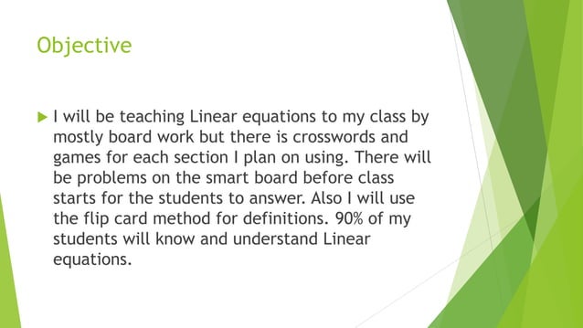 Linear equations lesson plan edited | PPT