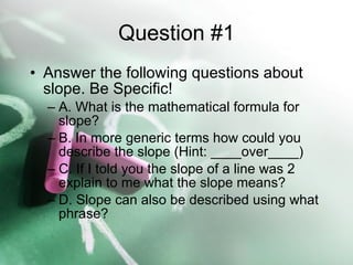 Linear equations and rates of change quiz | PPT