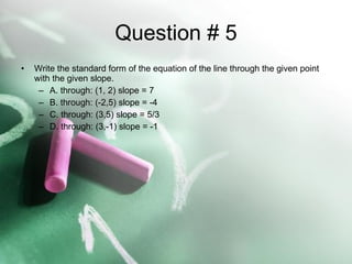 Linear equations and rates of change quiz | PPT