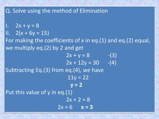 Linear equations Class 10 by aryan kathuria | PPTX